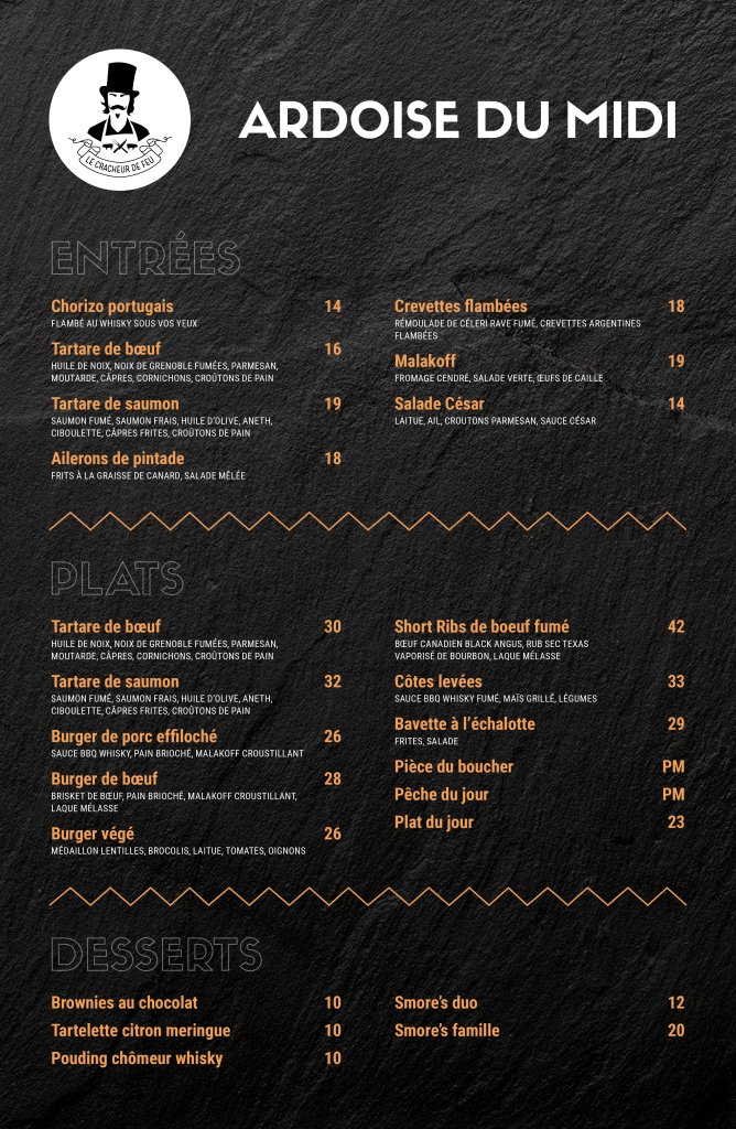 Menu – Cracheur De Feu